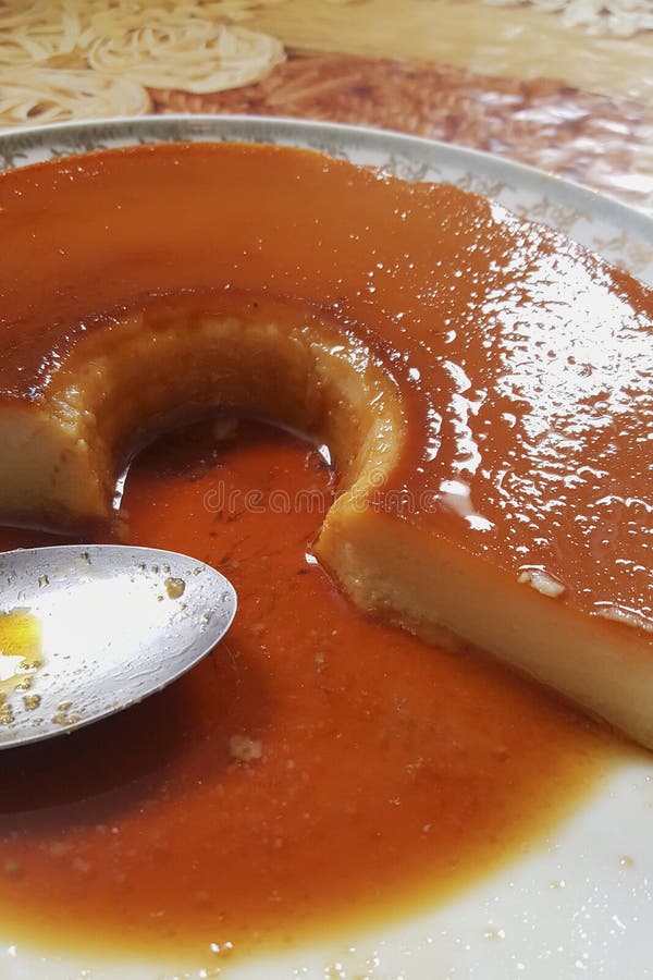 Homemade Milk Pudding with Burnt Sugar Syrup Stock Image - Image of ...