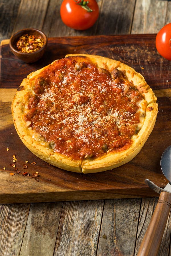 Homemade Mini Chicago Style Deep Dish Pizza Stock Image - Image of ...