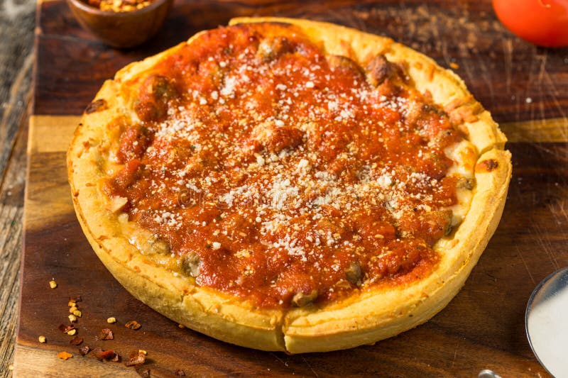 Homemade Mini Chicago Style Deep Dish Pizza Stock Image - Image of ...