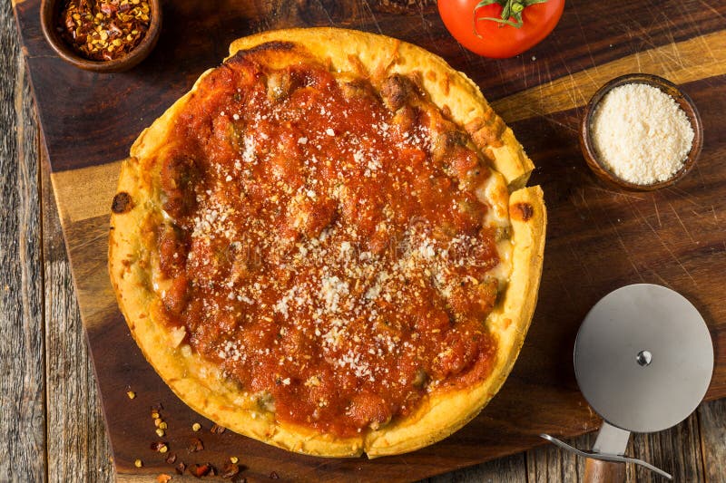 Homemade Mini Chicago Style Deep Dish Pizza Stock Photo - Image of ...