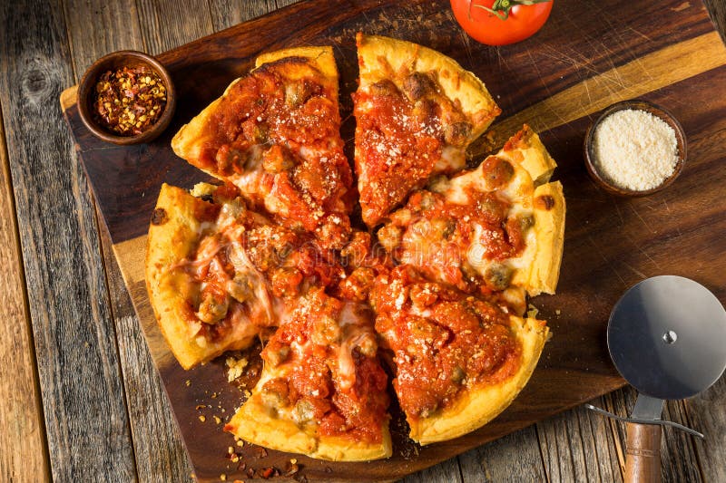 Homemade Mini Chicago Style Deep Dish Pizza Stock Image - Image of ...