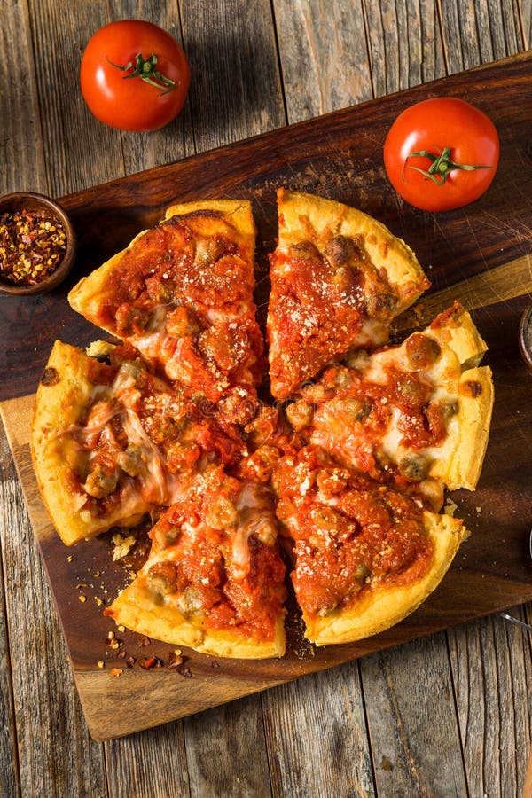 Homemade Mini Chicago Style Deep Dish Pizza Stock Photo - Image of ...