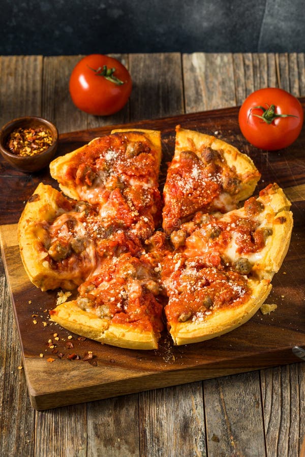 Homemade Mini Chicago Style Deep Dish Pizza Stock Image - Image of ...