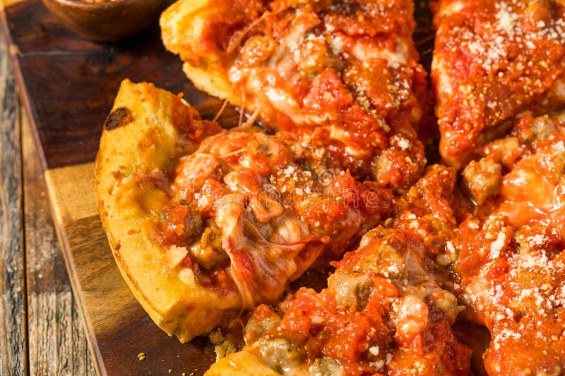 Homemade Mini Chicago Style Deep Dish Pizza Stock Image - Image of ...