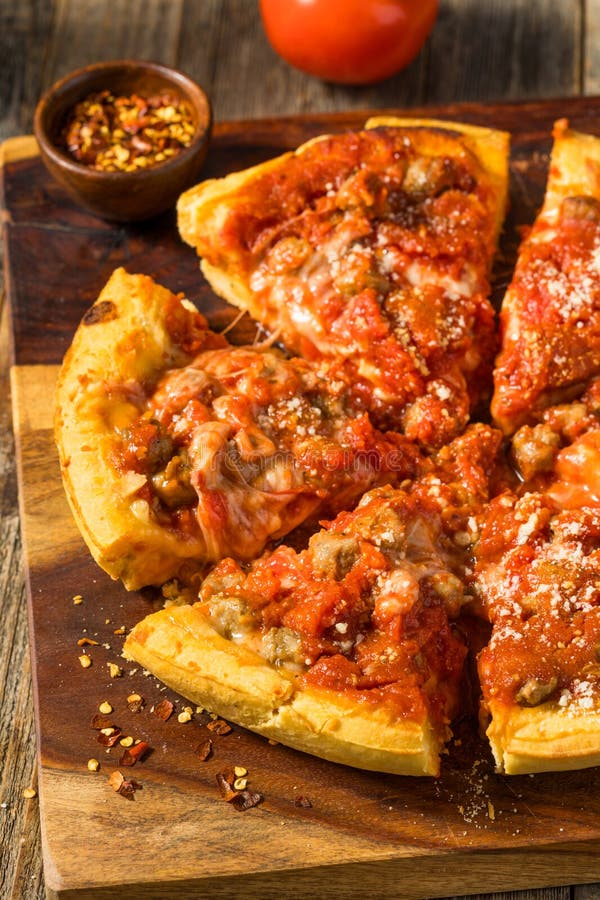 Homemade Mini Chicago Style Deep Dish Pizza Stock Photo - Image of ...