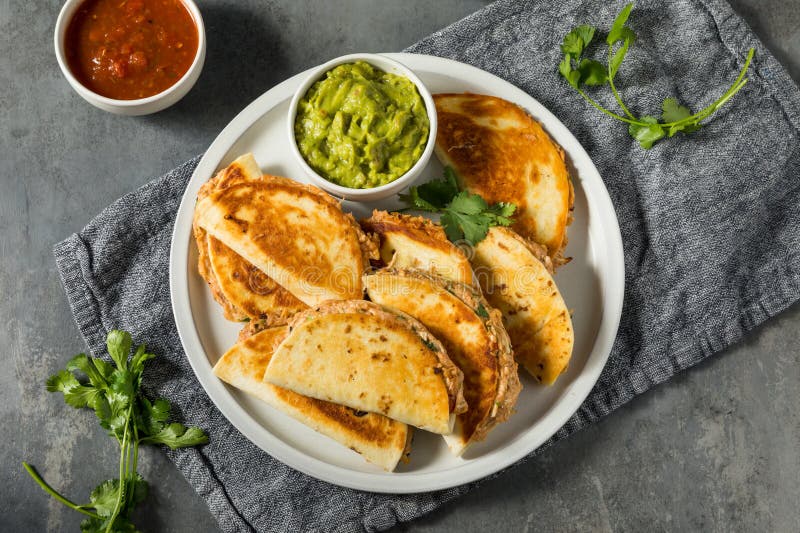 Homemade Mini Chicken Quesadillas Stock Image - Image of plate ...
