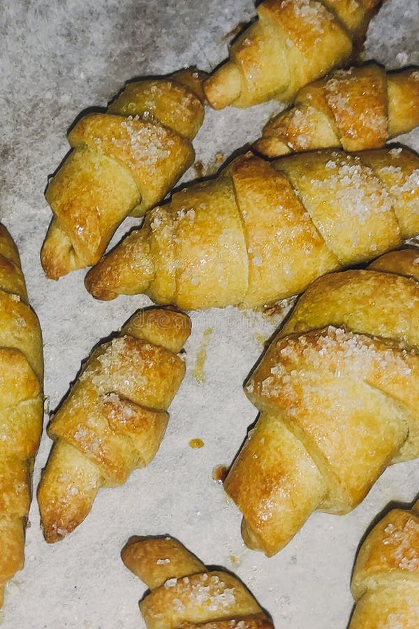 Homemade Mini Croissant with Sugar on Top Stock Photo - Image of bake ...