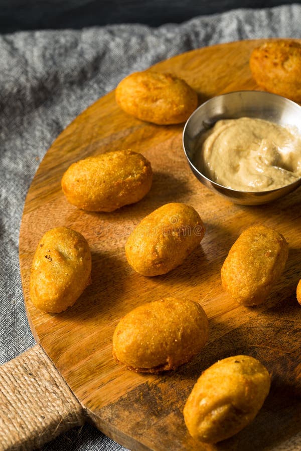 Homemade Mini Fried Corn Dogs Stock Image - Image of group, cornmeal ...