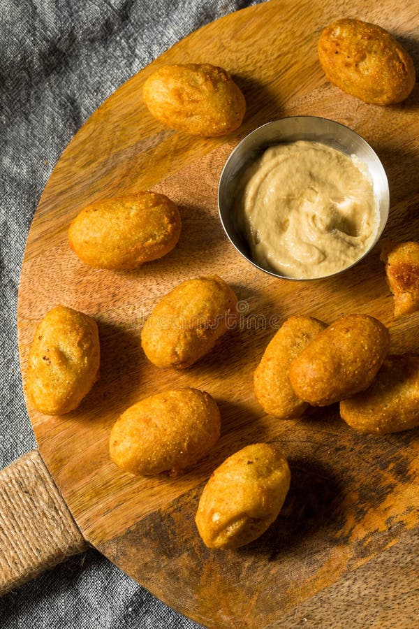 Homemade Mini Fried Corn Dogs Stock Image - Image of fast, deepfried ...