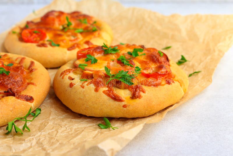 Homemade mini pizza stock photo. Image of treat, cheese - 247873706