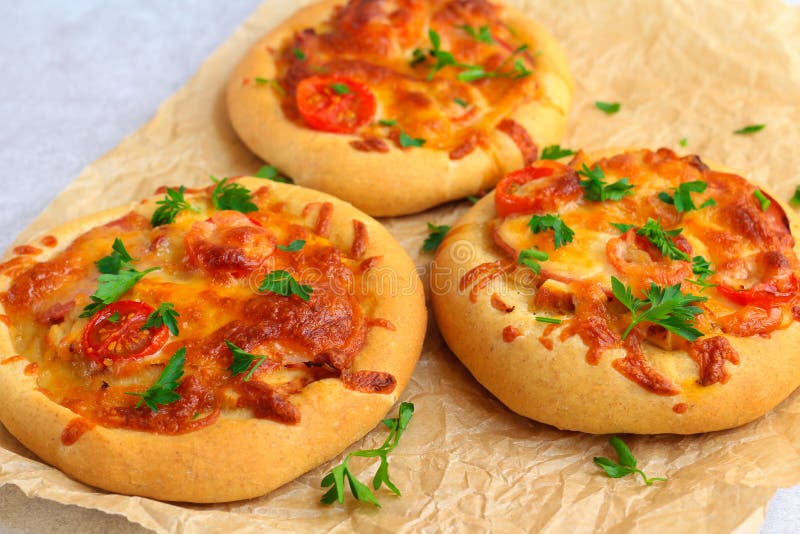 Homemade mini pizza stock image. Image of snack, dough - 247873709