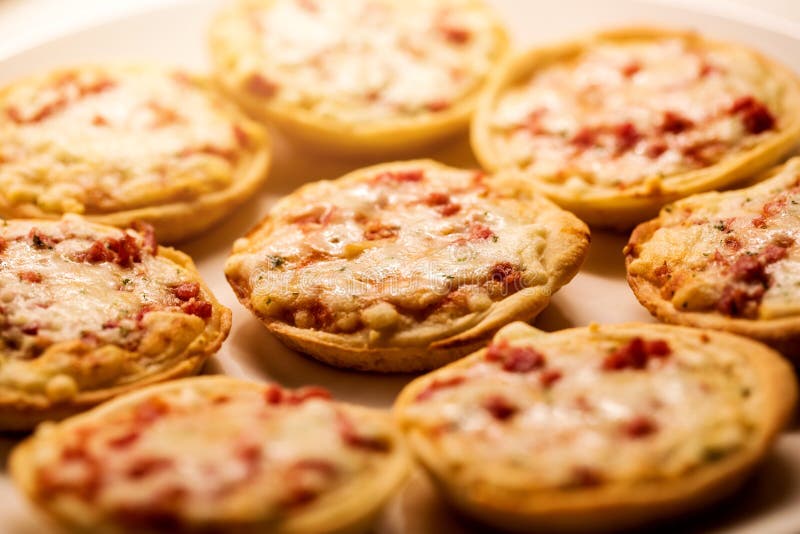 Homemade Mini Pizza Snacks on a Plate Stock Image - Image of tasty ...