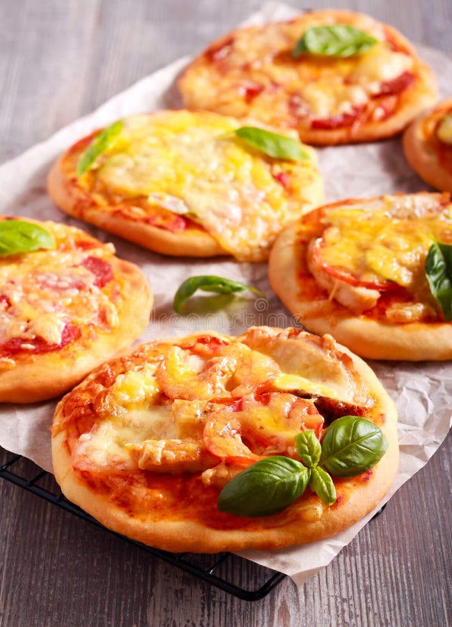 Homemade Mini Pizzas with Different Stuffing Stock Photo - Image of ...