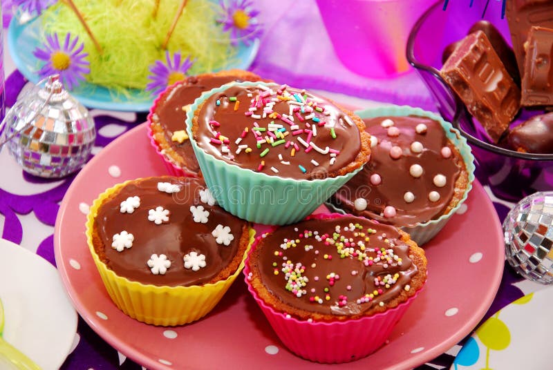 Homemade Muffins on Birthday Party Table Stock Photo - Image of baking ...