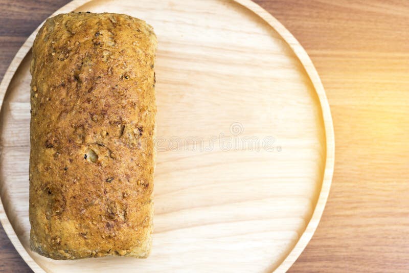 Homemade Multigrain Bread Loaf on Wood Table Stock Image - Image of ...