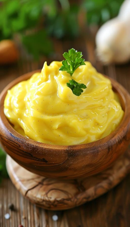 Homemade Mustard Sauce Enhances Wooden Table with Harmonious Contrast ...