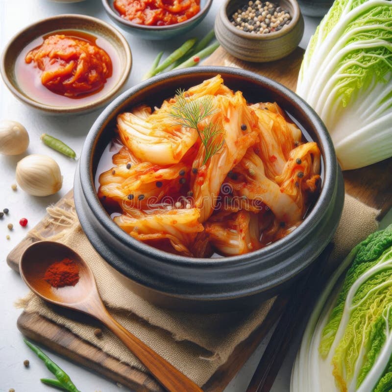 Homemade Napa Cabbage Kimchi, Authentic Korean Food on White Background ...