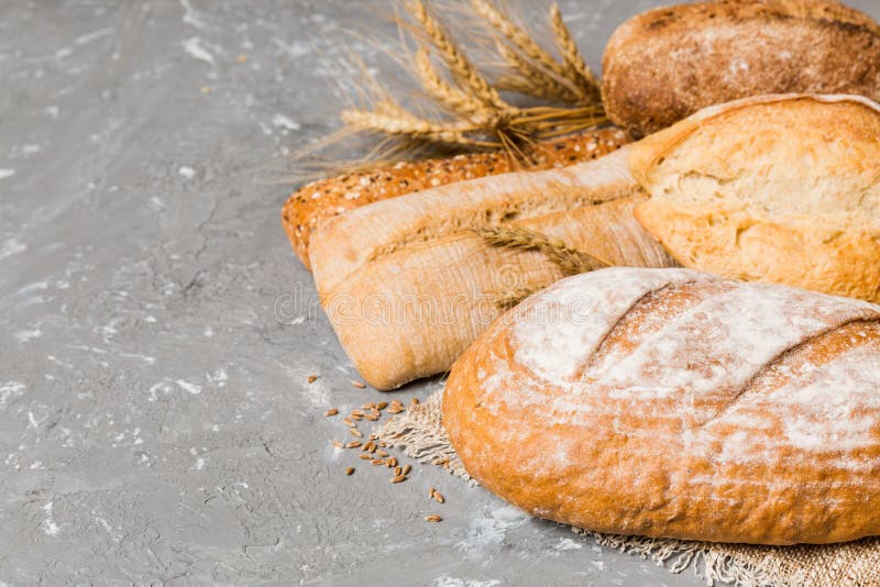 Homemade Natural Breads. Different Kinds of Fresh Bread As Background ...