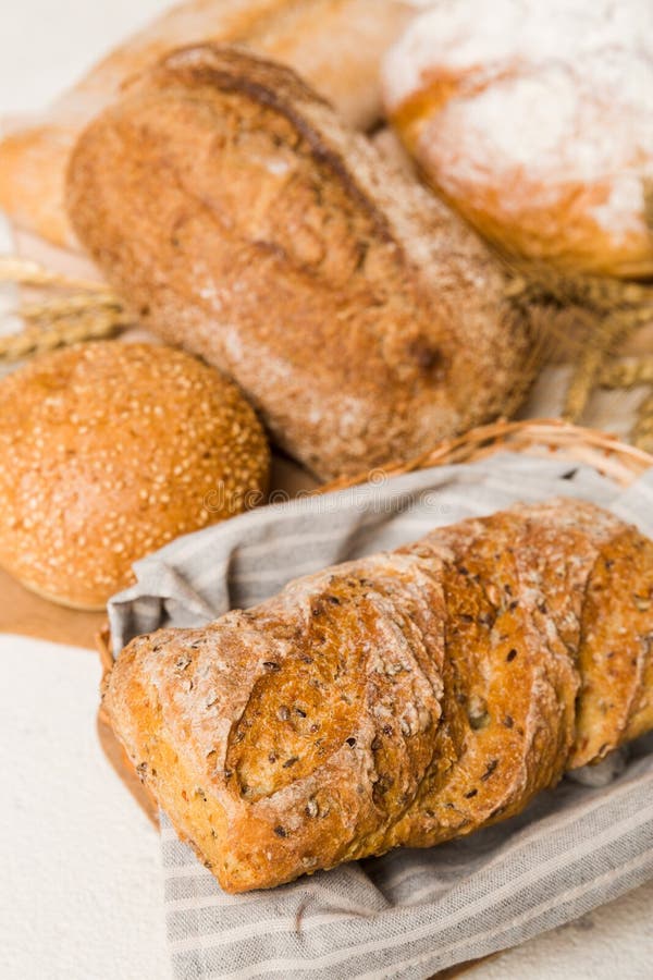 Homemade Natural Breads. Different Kinds of Fresh Bread As Background ...