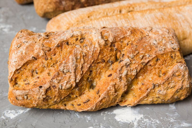Homemade Natural Breads. Different Kinds of Fresh Bread As Background ...