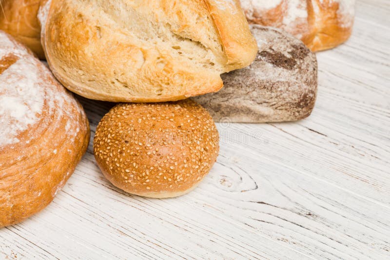 Homemade Natural Breads. Different Kinds of Fresh Bread As Background ...