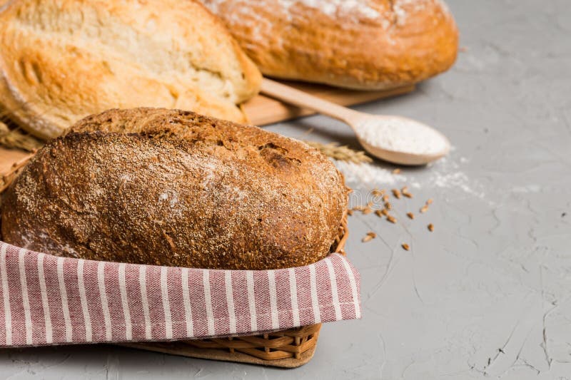 Homemade Natural Breads. Different Kinds of Fresh Bread As Background ...