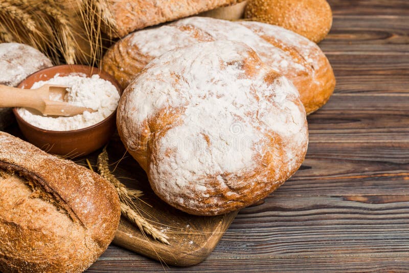 Homemade Natural Breads. Different Kinds of Fresh Bread As Background ...