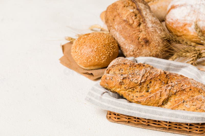 Homemade Natural Breads. Different Kinds of Fresh Bread As Background ...