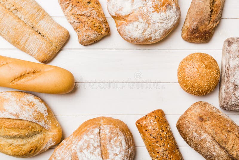 Homemade Natural Breads. Different Kinds of Fresh Bread As Background ...
