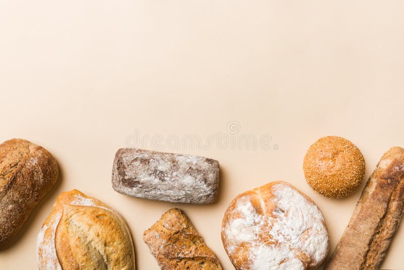 Homemade Natural Breads. Different Kinds of Fresh Bread As Background ...