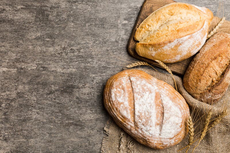 Homemade Natural Breads. Different Kinds of Fresh Bread As Background ...