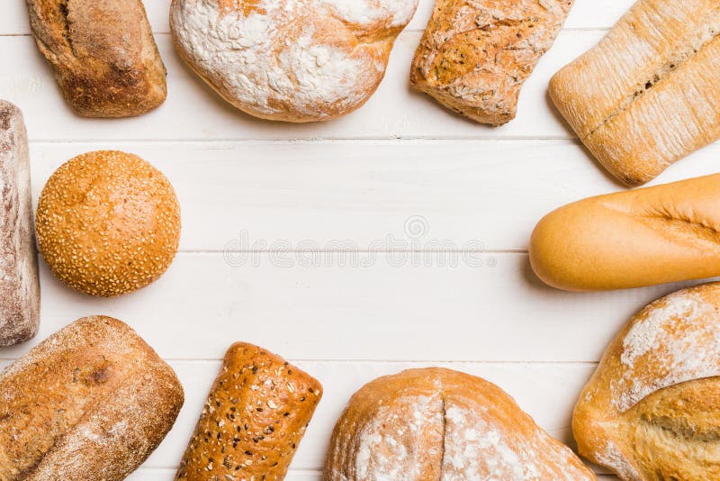 Homemade Natural Breads. Different Kinds of Fresh Bread As Background ...