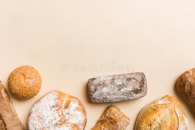 Homemade Natural Breads. Different Kinds of Fresh Bread As Background ...
