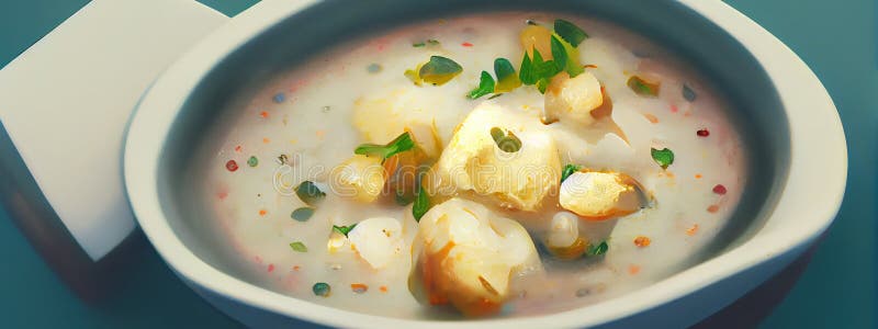 Homemade New England Chowder with Crackers. Generative AI Stock ...
