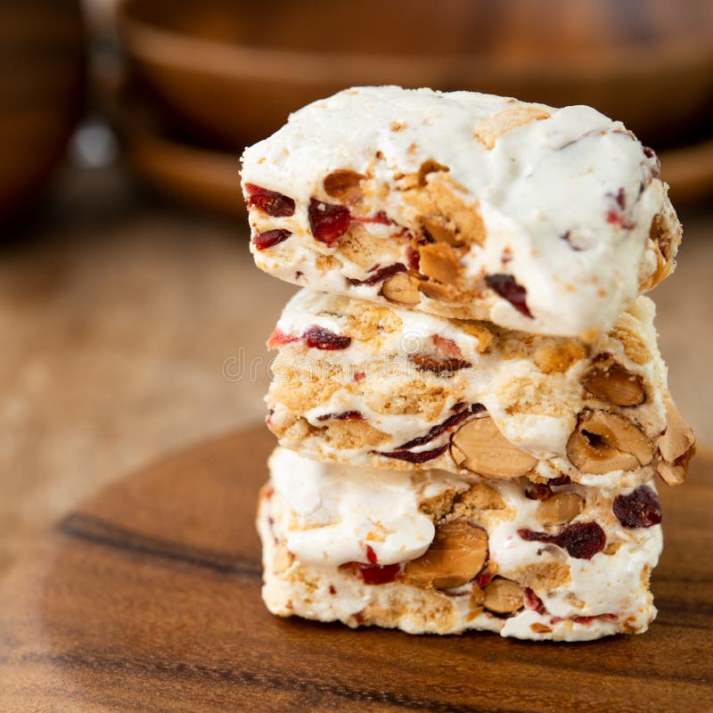 Homemade nougat bar stock image. Image of candied, caramel - 135075781