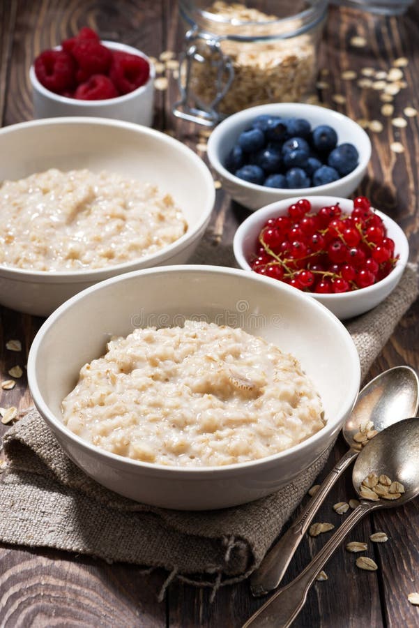 Homemade Oatmeal and Berries Stock Image - Image of organic, milk ...