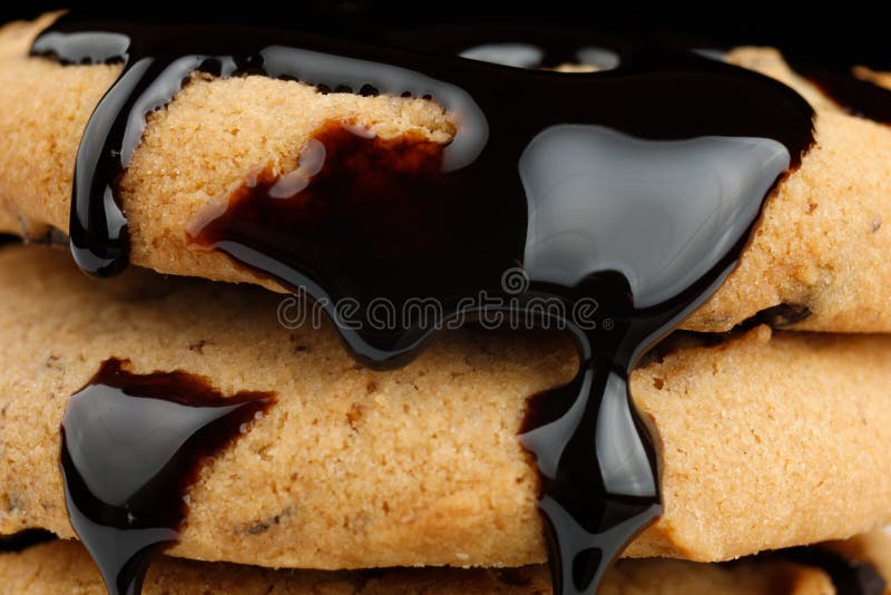 Homemade Oatmeal Cookies with Liquid Chocolate Stock Image - Image of ...