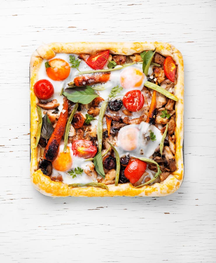 Open vegetable pie stock photo. Image of homemade, rustic - 133648034