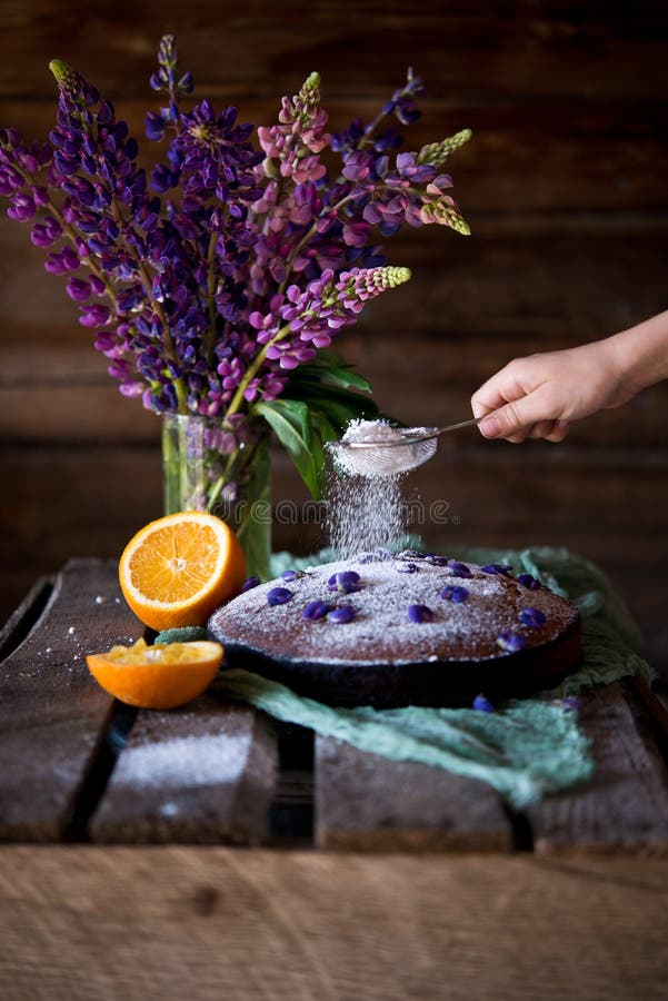 Homemade Orange Cake on a Rustic Background Stock Image - Image of ...