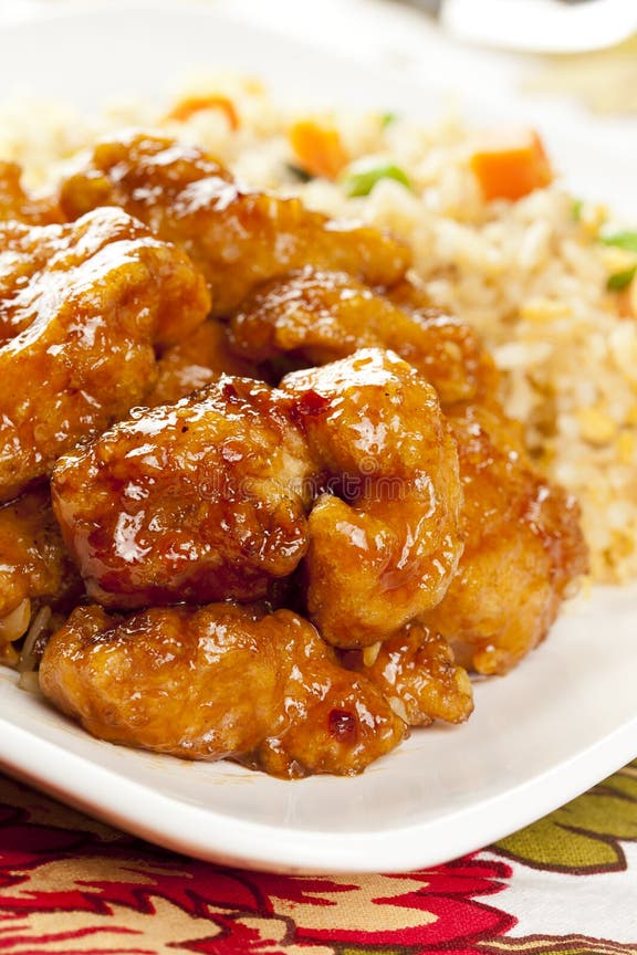 Homemade Orange Chicken with Rice Stock Photo - Image of asian, spicy ...