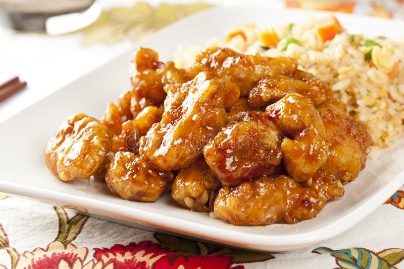 Homemade Orange Chicken with Rice Stock Photo - Image of chinese, spice ...