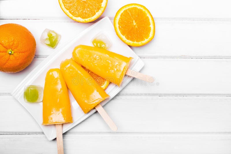 Homemade Orange Ice Cream on a Stick Stock Photo - Image of colorful ...