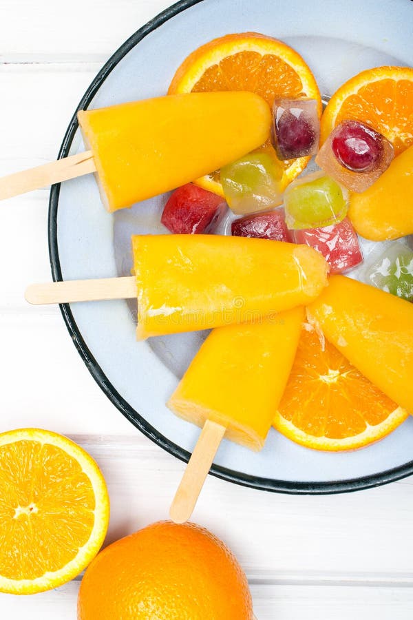 Homemade Orange Ice Cream on a Stick Stock Photo - Image of colorful ...