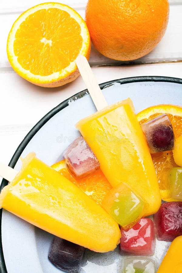 Homemade Orange Ice Cream on a Stick Stock Photo - Image of colorful ...