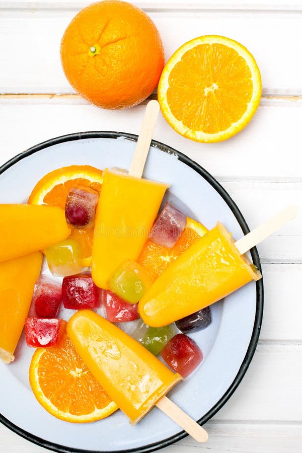 Homemade Orange Ice Cream on a Stick Stock Photo - Image of colorful ...