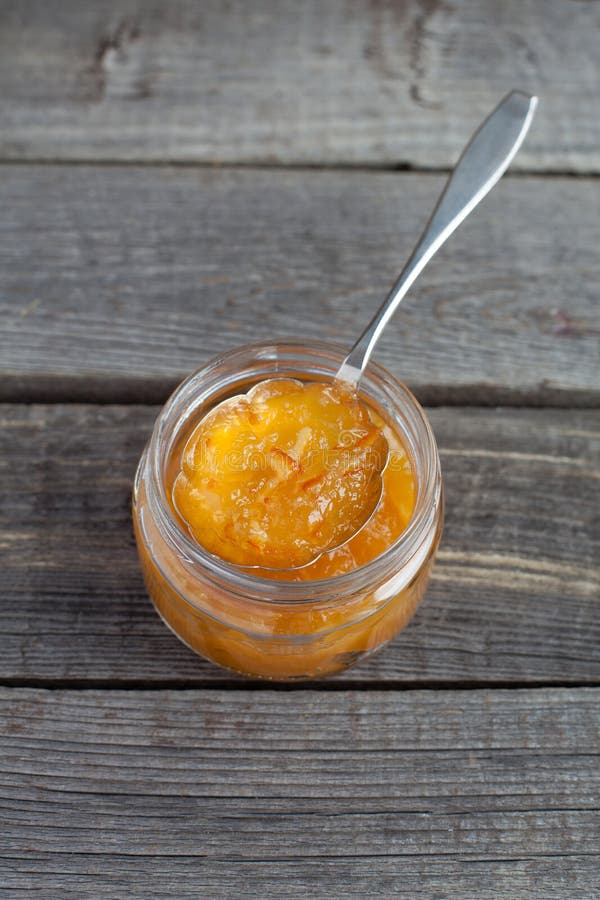 Homemade Orange Jam with a Spoon Stock Photo - Image of healthy, spoon ...