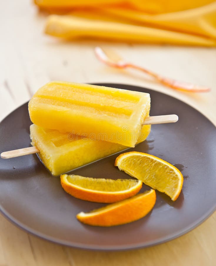 Homemade orange popsicles stock photo. Image of fruit - 31162138