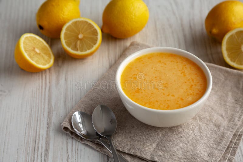 Homemade Organic Lemon Curd in a Bowl, Side View Stock Photo - Image of ...