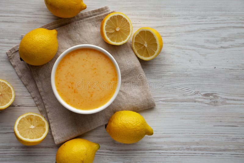 Homemade Organic Lemon Curd in a Bowl, Top View. Copy Space Stock Image ...