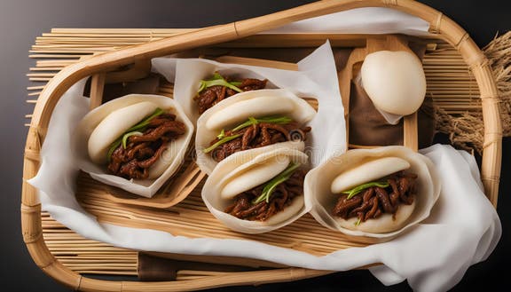 Homemade Organic Pulled Beef Bao Buns Stock Illustration - Illustration ...